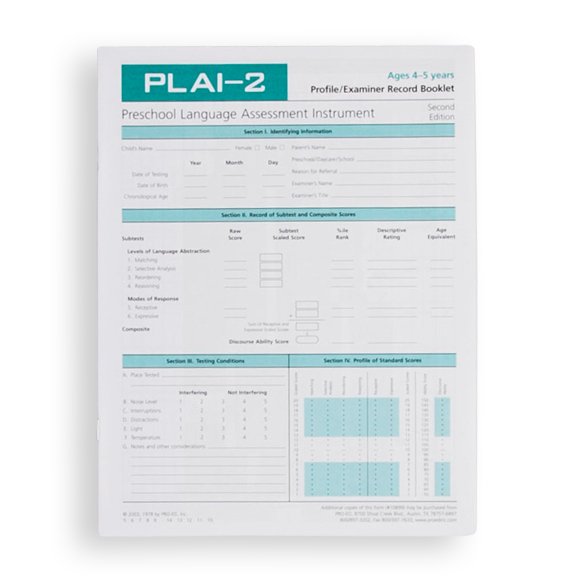 (PLAI-2) Preschool Language Assessment Instrument, Second Edition