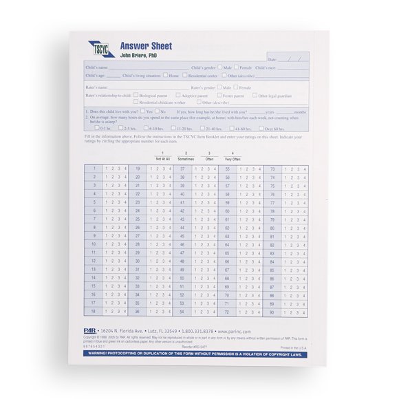 (TSCYC) Trauma Symptom Checklist for Young Children
