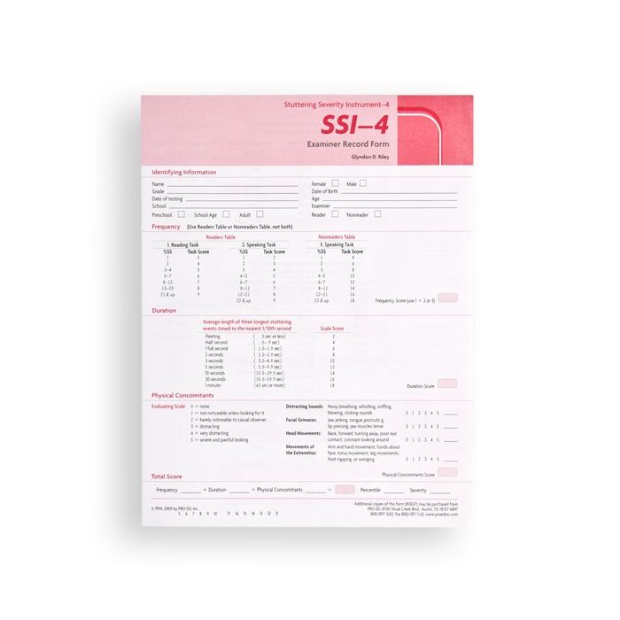 (SSI-4) Stuttering Severity Instrument, Fourth Edition