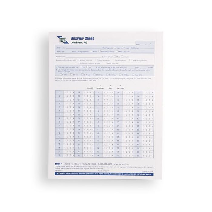 (TSCYC) Trauma Symptom Checklist for Young Children