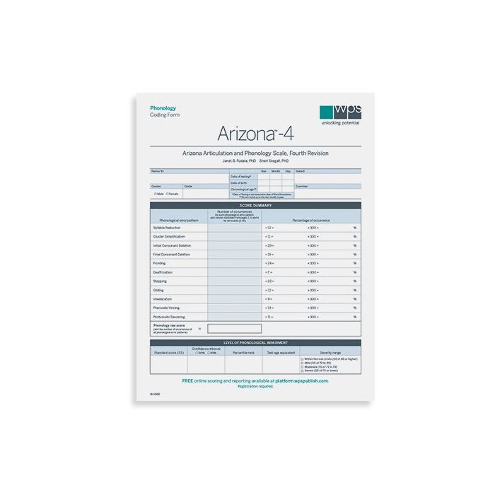(Arizona™-4) Arizona Articulation Phonology Scale, Fourth Edition