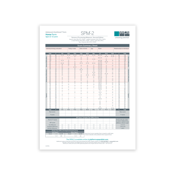 (SPM™-2) Sensory Processing Measure, Second Edition and SPM-2 Quick Tips™