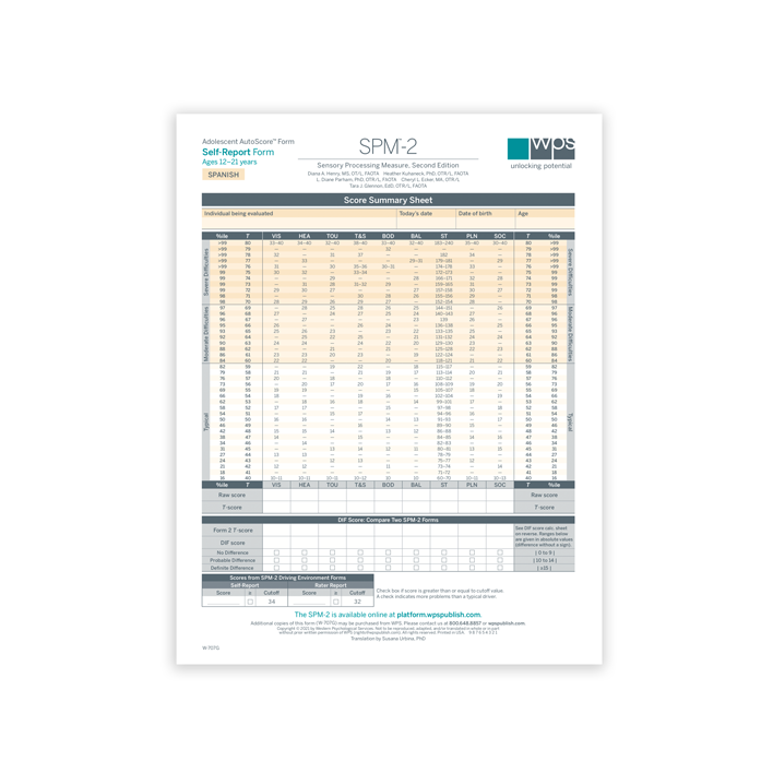 (SPM™-2) Sensory Processing Measure, Second Edition and SPM-2 Quick Tips™