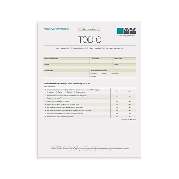 (TOD®) Tests of Dyslexia