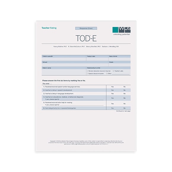 (TOD®) Tests of Dyslexia