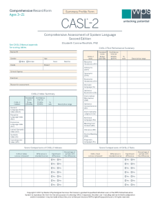 (CASL®-2) Comprehensive Assessment of Spoken Language, Second Edition
