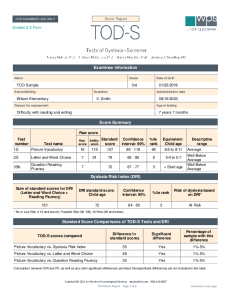 (TOD®) Tests of Dyslexia